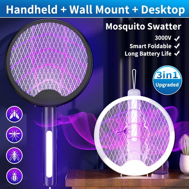 BUG ZAPPER RACKET Fly Swatter Mosquito Bat Wasp Electric Insect Pest ...