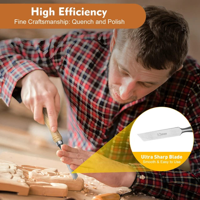 12 PIECE PROFESSIONAL Wood Carving Hand Chisel Tool Set Woodworking ...