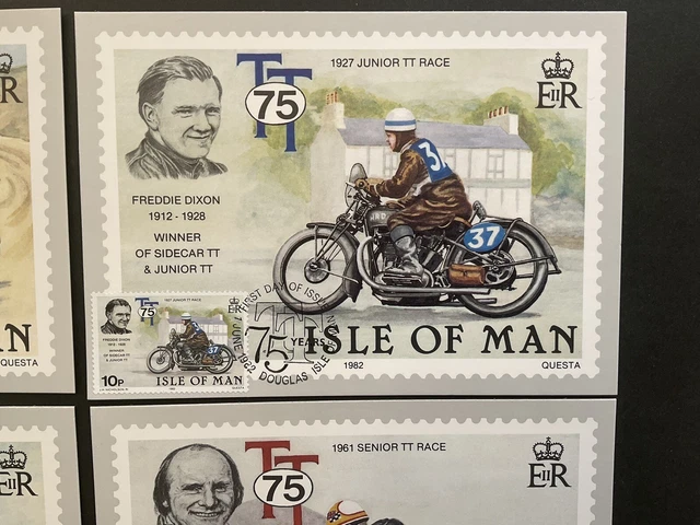 IOM 1982 75TH ANNIVERSARY ISLE OF MAN TT RACES 5 X PHQ CARDS FRONT FDI ...