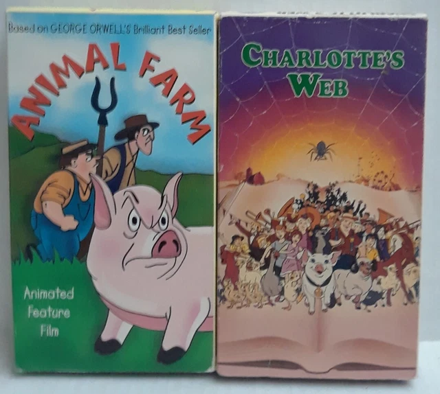 2 VHS CLASSICS Charlotte's Web and George Orwell's Animal Farm VCR ...