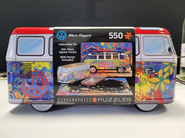 VW WAVE HOPPER Bus Puzzle mit Dose 550 Teile Euro Graphics mit Poster ...