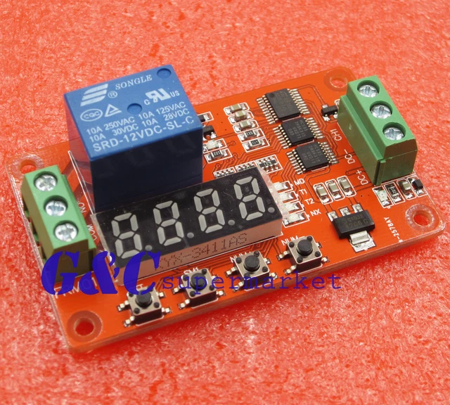 12V DC MULTIFUNCTION Self-lock Relay PLC Cycle Timer Module Delay Time ...