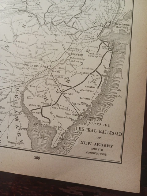 1890 TRAIN ROUTE map CENTRAL RAILROAD OF NEW JERSEY and Connections ...