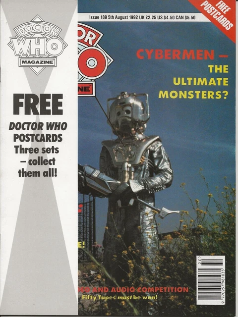 DOCTOR WHO MAGAZINE Issue 189 August 1992 Cyberman on cover with FREE ...