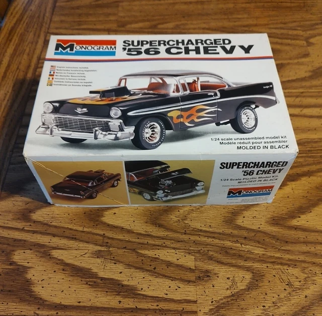 1979 MONOGRAM '56 Chevy Supercharged Model Kit 2255 Street Machine Bel ...