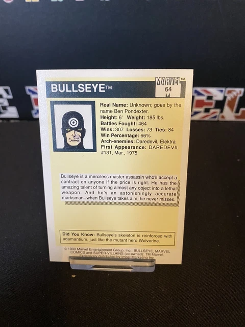 1990 MARVEL COMICS Super-Villains Bullseye #64 Trading Card B1-T10 EUR ...