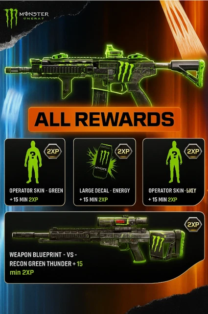 COD BLACK OPS 7 BO7 Monster Energy - Full Set - 2xp Double XP Skin ‼️ 5x CODES £6.43 - PicClick UK