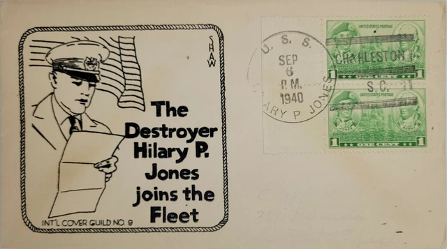 USS HILARY P Jones 1940 Shaw Thermographic cachet $8.25 - PicClick AU