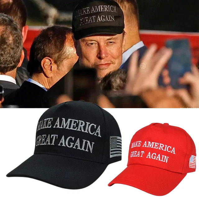 DARK MAGA HAT Elon Musk Donald Trump Make America Great Again Baseball ...