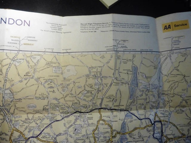 1968 AA ROUTE Map Of London Large Fold Out +Central London HR75 January ...