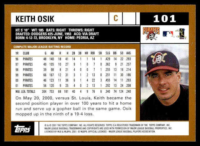 2002 TOPPS #101 Keith Osik - Pirates de Pittsburgh EUR 1,91 - PicClick FR