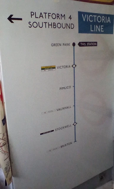 LONDON UNDERGROUND GENUINE Victoria Line route diagram station sign ...