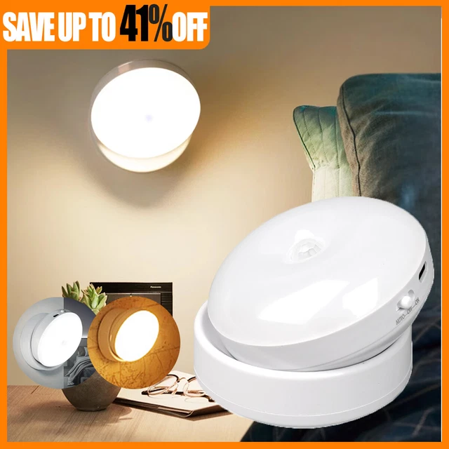 AUTOMATIC MOTION SENSOR Night Light Rechargeable 360° LED Wall Lamp For ...
