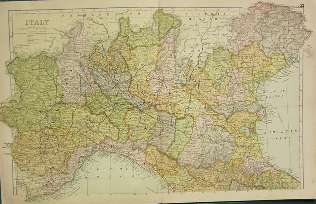 1912 GRANDE MAPPA Antica ~ Italia North Foglio ~ Emilia Piedmont EUR 85 ...