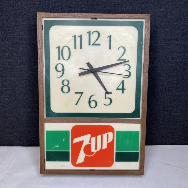 VINTAGE 7-UP ELECTRIC Advertising Clock Store Display Lighted - TESTED ...