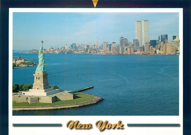 POSTCARD AERIAL VIEW of the Statue of Liberty in New York City, New ...