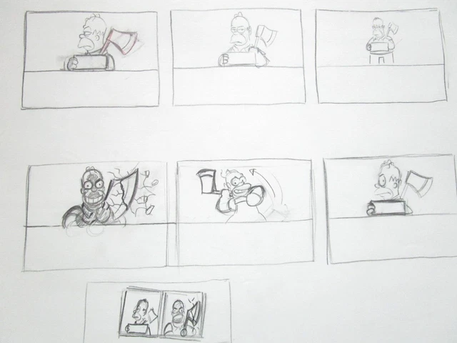 HOMER SIMPSON 1990 FOX Walt Disney ORIGINAL PRODUCTION cel STORYBOARD ...