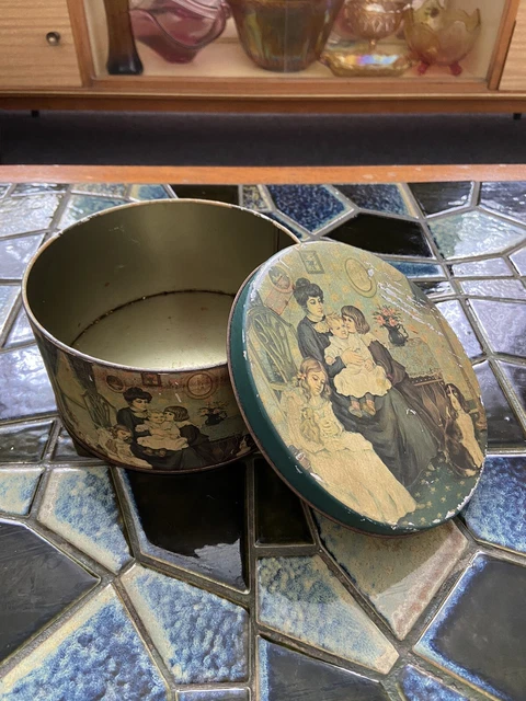 ANTIQUE LATE VICTORIAN Edwardian Era Tin Empty Collectable Vintage Tin ...