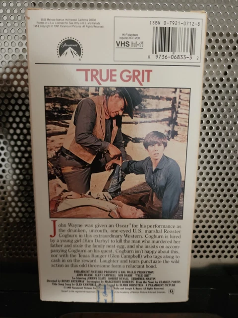 TRUE GRIT VHS John Wayne, Glen Campbell, Kim Darby, Robert Duval ...