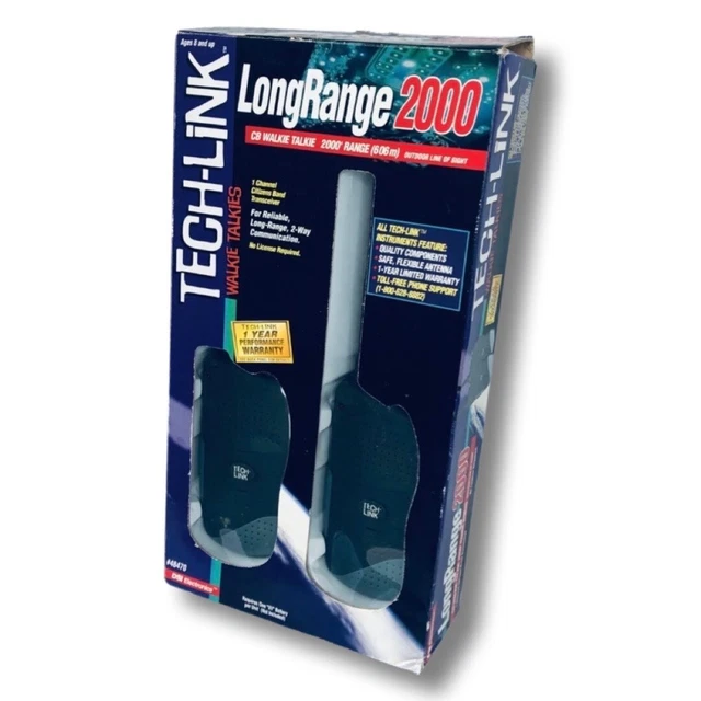 TECH-LINK LONG RANGE 2000 Walkie Talkie Set of 2 #48470 Belt Clip ...
