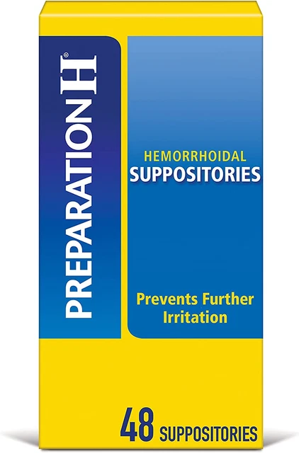 PREPARATION H HEMORRHOID Symptom Treatment Suppositories, Burning ...