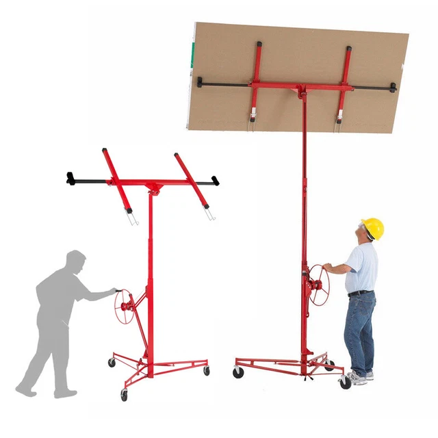 11FT PLASTERBOARD LIFT Hoist Drywall Panel Sheet Trolley Mobile Lifter ...