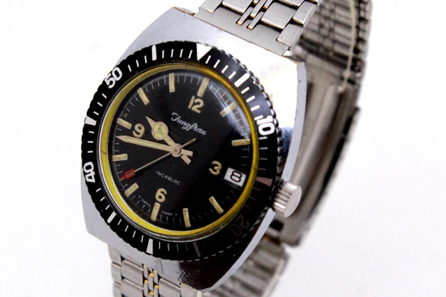 JUNGFRAU INCABLOC PLONGEE DIVER Cushion-EXPLORER/T r izio Dial-Lancette ...