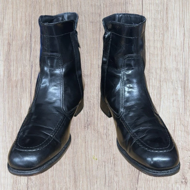 FLORSHEIM ESSEX BLACK Leather Zip Moc Toe Men’s Beatle Dress Boots Size ...