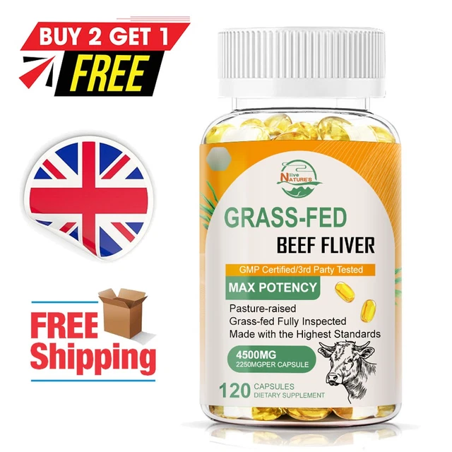 GRASS FED BEEF Liver Capsules 4500MG - Max Potency,Immune Support ...