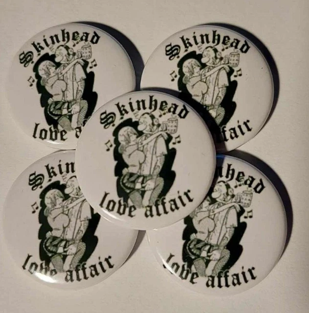 1X SKINHEAD LOVE Affair Button Oi! Oi Skinhead Skins Skin Bootboys ...