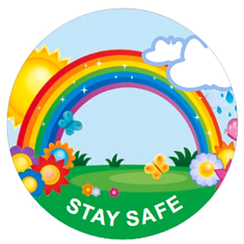 48 PERSONALISED RAINBOW STAY SAFE Stickers 40mm Labels £3.95 - PicClick UK