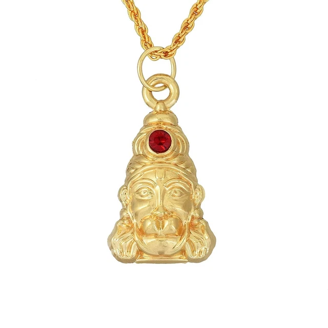 GOLD PLATED HANUMAN Face Hanumanji Bajrangbali Locket Pendant Necklace ...