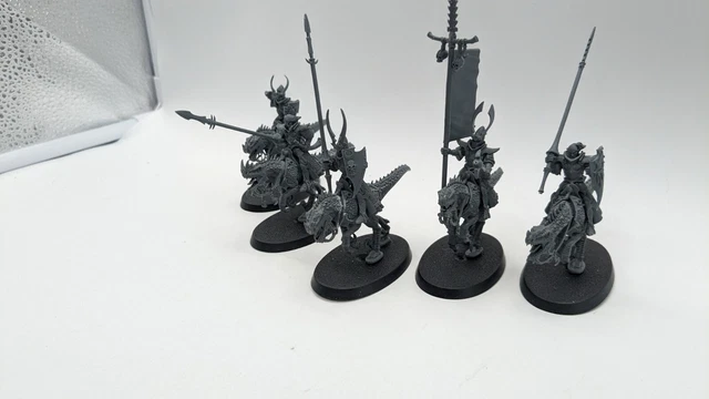 5 DARK ELF Drakespawn Knights, 2 Incomplete, Warhammer Fantasy Sigmar ...