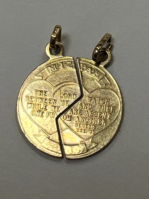 375 9CT SOLID Yellow Gold Mizpah Religious Pendant - 1.53g 16mm Dia. £ ...