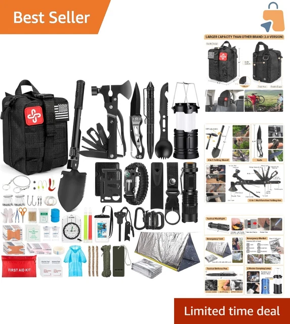 SURVIVAL KIT WITH Emergency Tent & 250 Essential Items for Outdoor ...