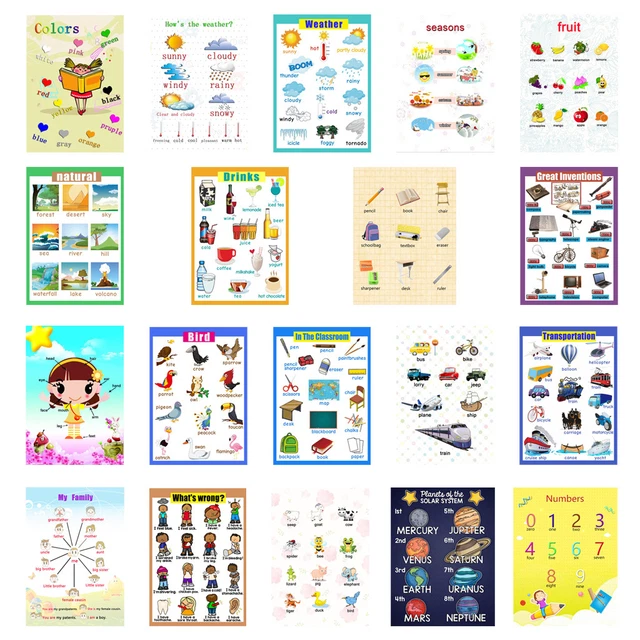 TODDLERS KIDS FUN Early Learning Educational Posters Chart for ...