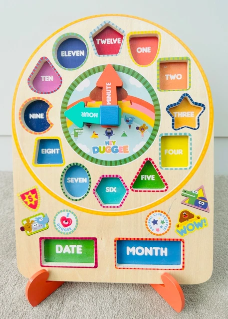 CBEEBIES PRE-SCHOOL HEY Duggee Wooden Calendar Clock Puzzle Educational ...