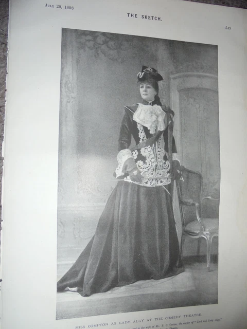 PRINTED PHOTO ACTRESS Miss Compton wife of R C Carton 1898 ref Ak £9.99 ...