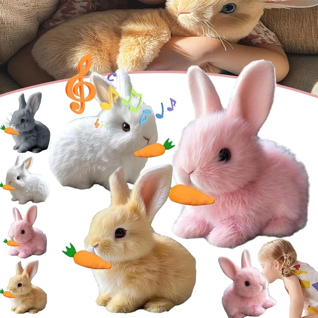 2025 REALISTIC ROBOT Bunny Toy Lifelike Fluffy Rabbit Toy, Jumping ...