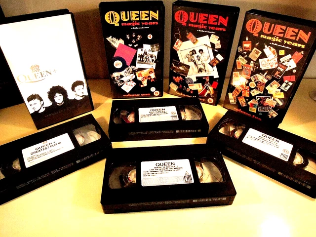 QUEEN VHS X5 Tapes. Magic Years Complete Set of 3 & Greatest Flix III ...
