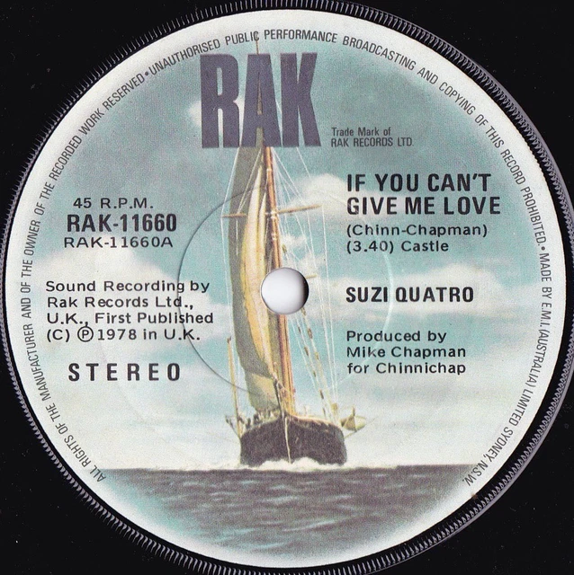 SUZI QUATRO ORIG OZ 45 If you can’t give me love EX ’78 RAK 11660 Hard ...