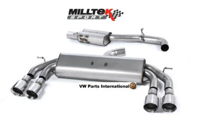 VW GOLF MK7 R MILLTEK 3″ Race Non Valved Res Cat Back Exhaust 4x ...