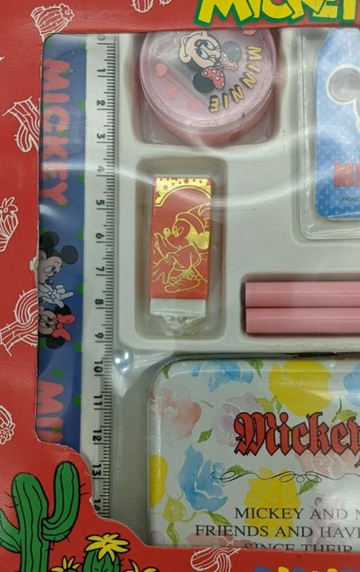 VINTAGE MICKEY MOUSE Stationery Set School Pencil Case Ellon Paper ...