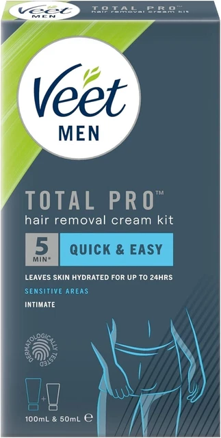 VEET MEN INTIMATE Hair Removal Kit Sensitive - 100ml Cream + 50ml ...