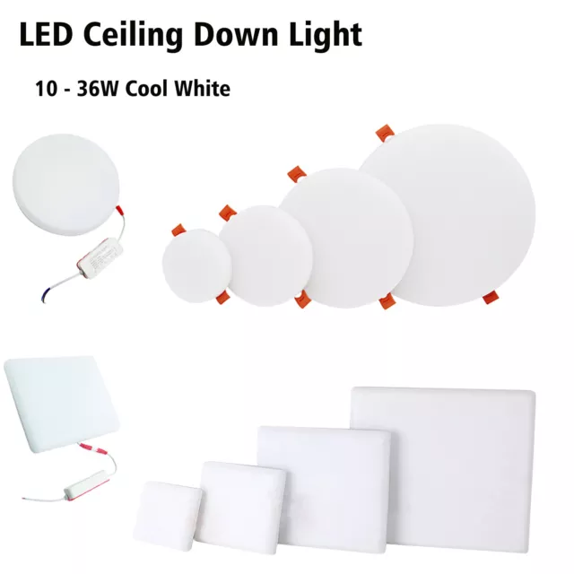 10 - 36W LED Round Recessed Ceiling Flat Panel Down Lights Ultra slim ... 10 - 36W LED Round Recessed Ceiling Flat Panel Down Lights Ultra slim ...