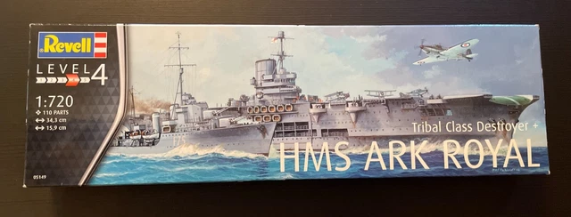 REVELL HMS ARK Royal +Tribal Class Destroyer. Model #05149 1/720 scale ...