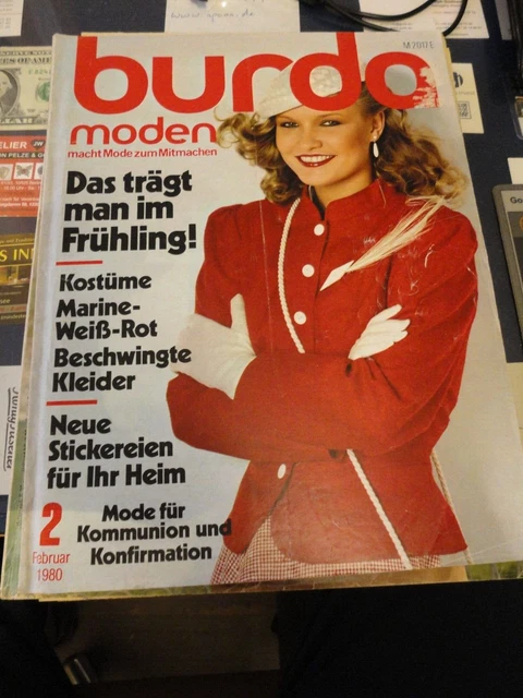 BURDA MODEN VINTAGE Magazin mit Schnittmuster Nähen Februar 1980 EUR 2 ...