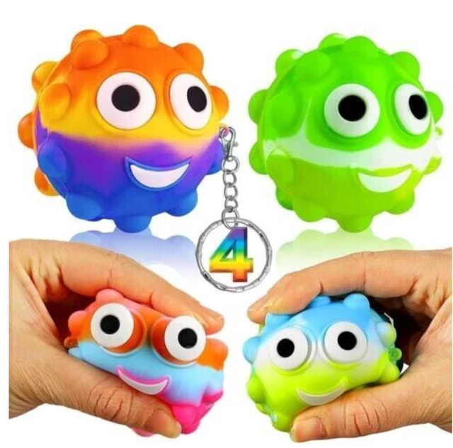 POP IT BALL Bubble Fidget Sensory Toy Stress Ball Keychain - 4 PCS ...