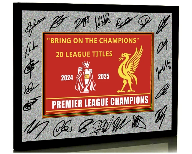 LIVERPOOL FC PREMIER League Champions 2024-25 Framed Signed A4 Great Gift £22.99 - PicClick UK