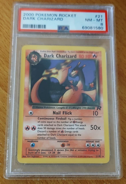 POKÉMON TEAM ROCKET Non-Holo Dark Charizard 21/82 PSA 8 NM - MT Graded ...